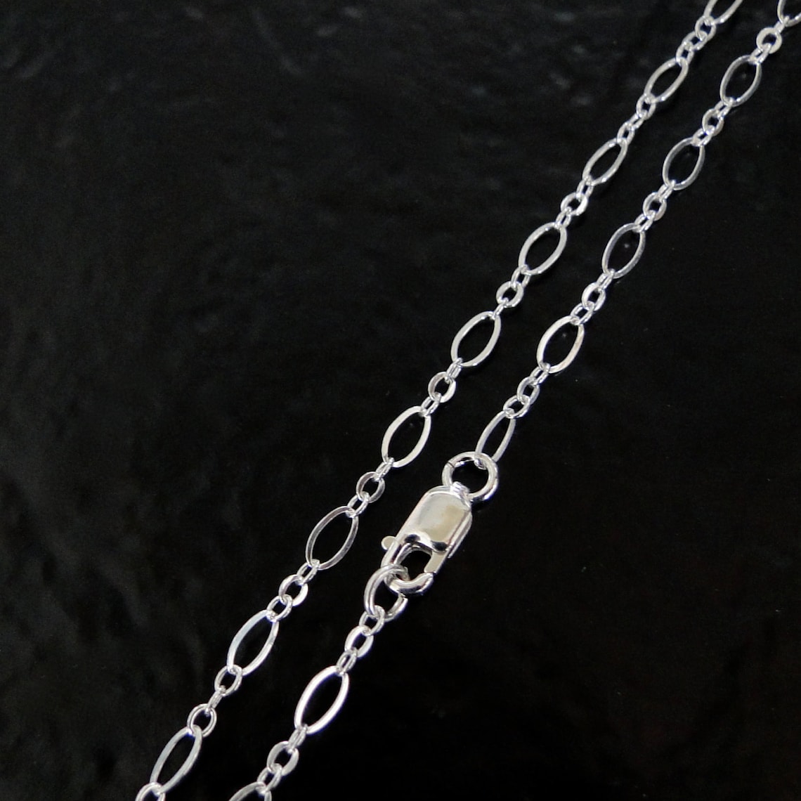 32 Inch Sterling Silver Long and Short Oval Chain Necklace With Lobster ...