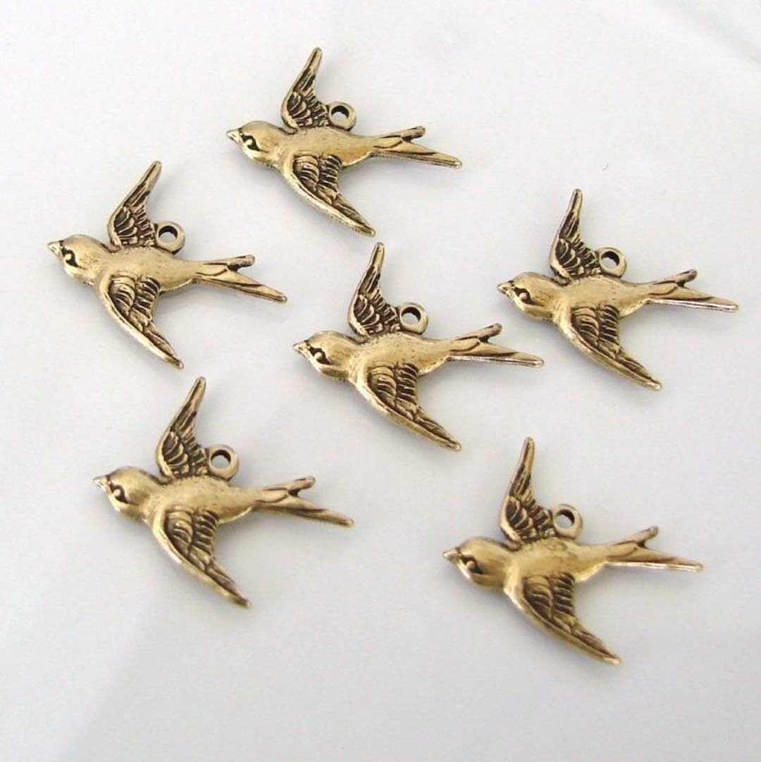 6 Antique Gold Bird Charms (west) 17x16mm, Made in USA, Gc95a - Etsy