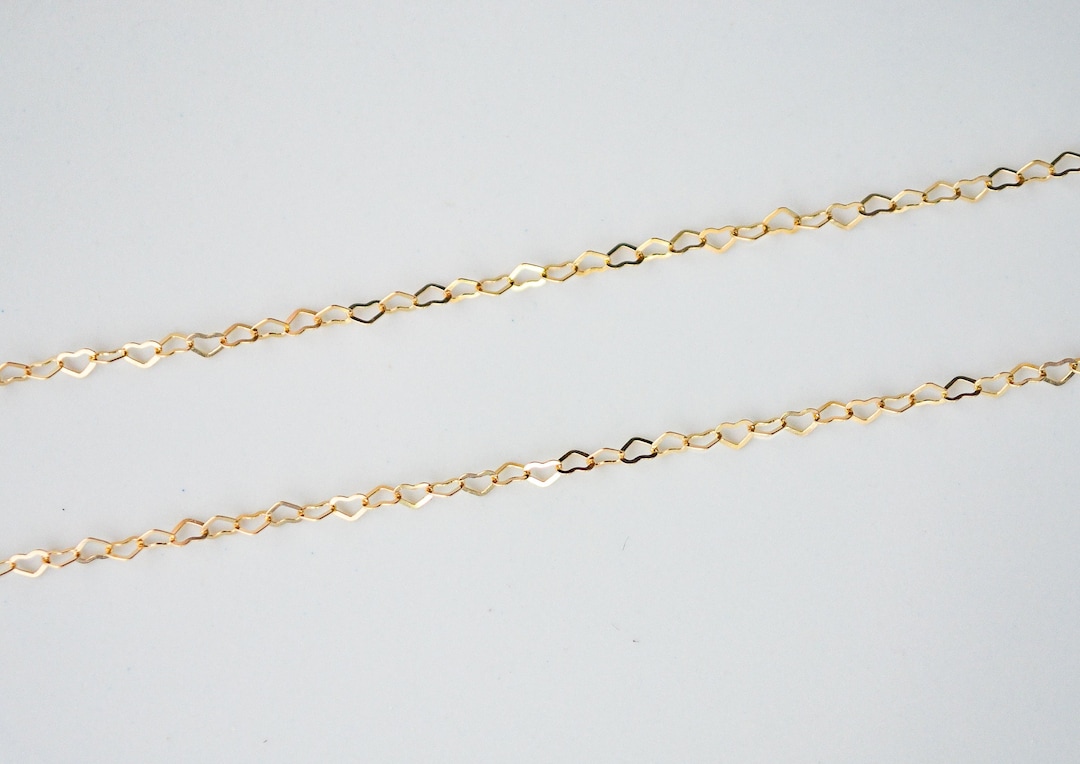 10 Feet - 12K Gold Filled Small Heart Chain 2.6x2.1mm, MADE IN USA, B1 ...
