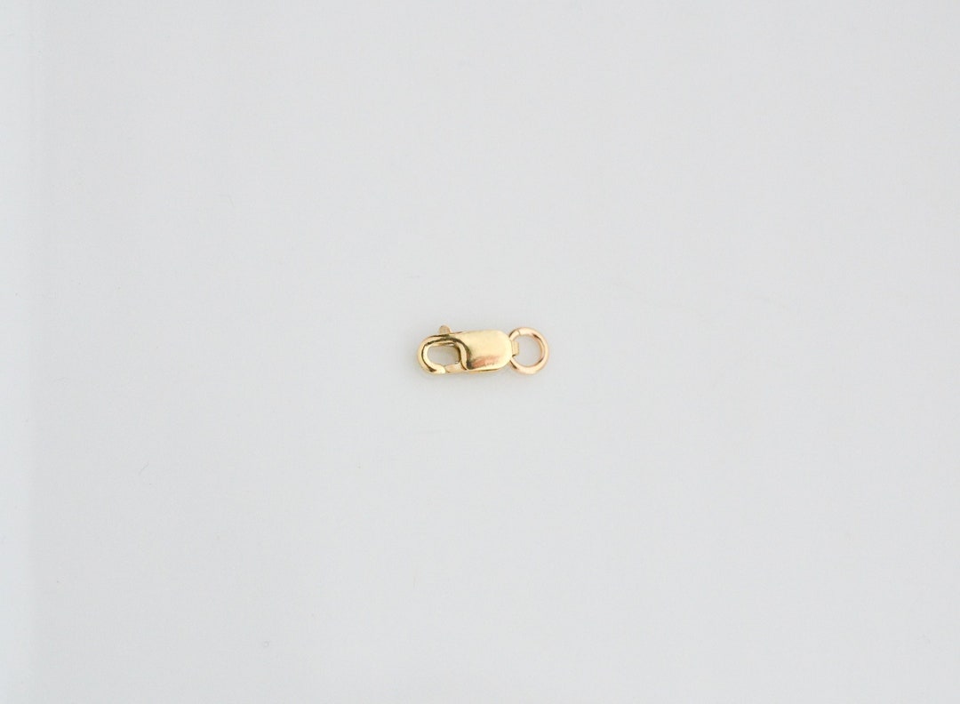 One - 14K Solid Yellow Gold Lobster Clasp 3.3x8.4mm With Open Ring ...