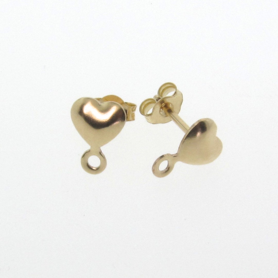 14K Gold Filled Heart Post Earrings With Loop 1 Pair of Stud Earrings ...