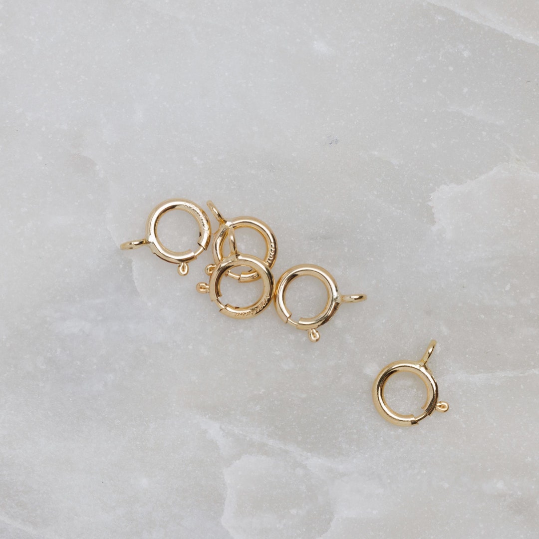 100 Pcs - 14K Gold Filled 6mm Spring Ring Clasps Closed Ring, Made in ...