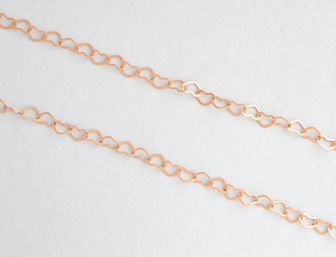 3 Feet 12K Rose Gold Filled Heart Chain - 3.8mm - Made in USA, B20 - Etsy