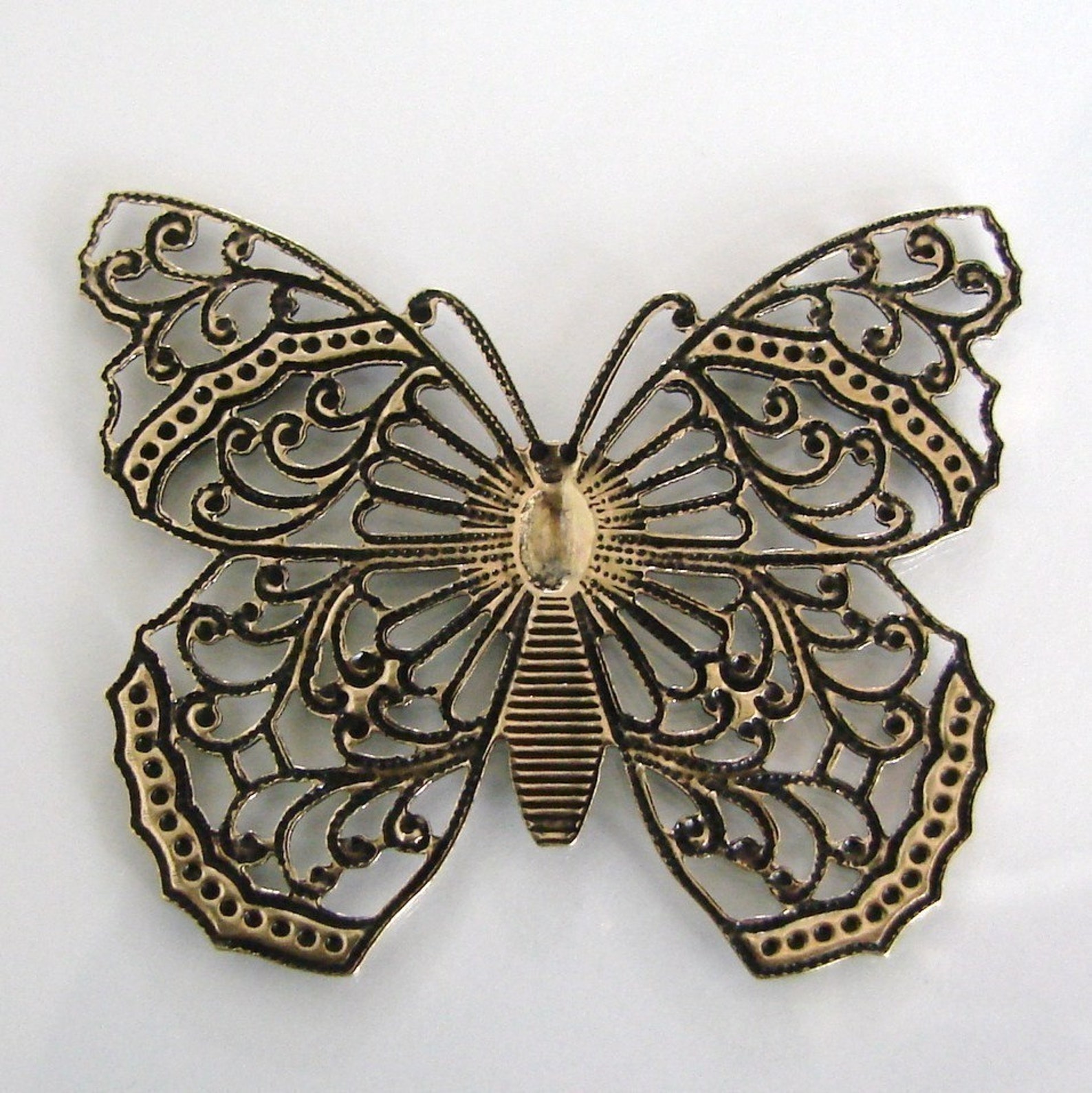 Gold Filigree Butterfly 48x40mm Vintage Look Made in USA - Etsy