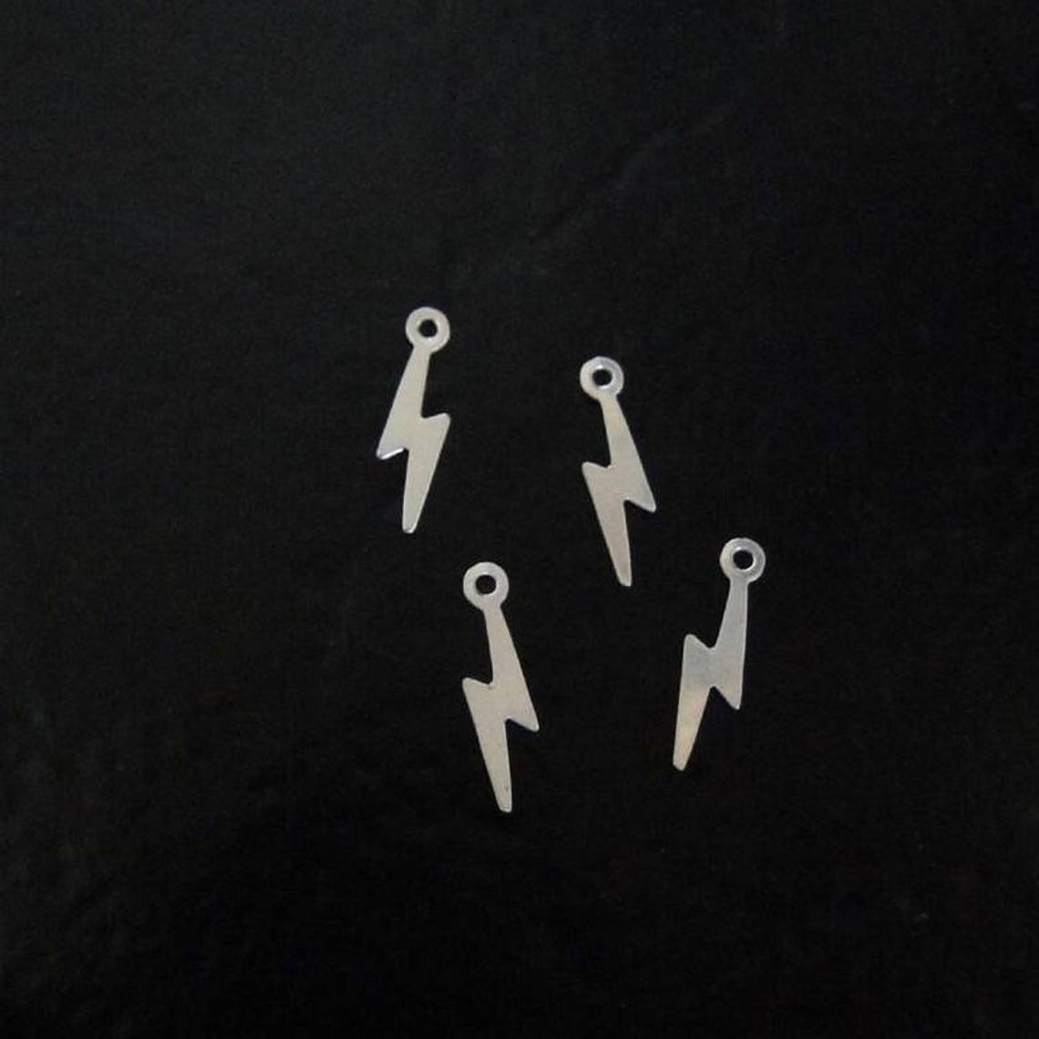 2 Sterling Silver 11x3.5mm Lightning Bolt Charm With Ring, SC31 - Etsy