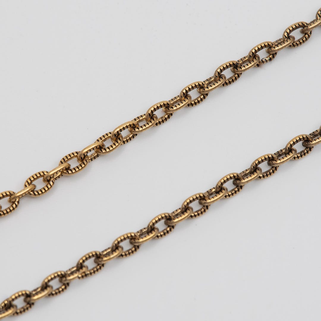 3 Feet Antique Gold 3.5x5mm Etched Cable Chain by the Foot, SG62 - Etsy