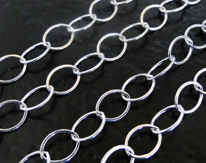 RESERVED One Foot Sterling Silver Chain - 8.8x6.6mm Oval Links - Any ...