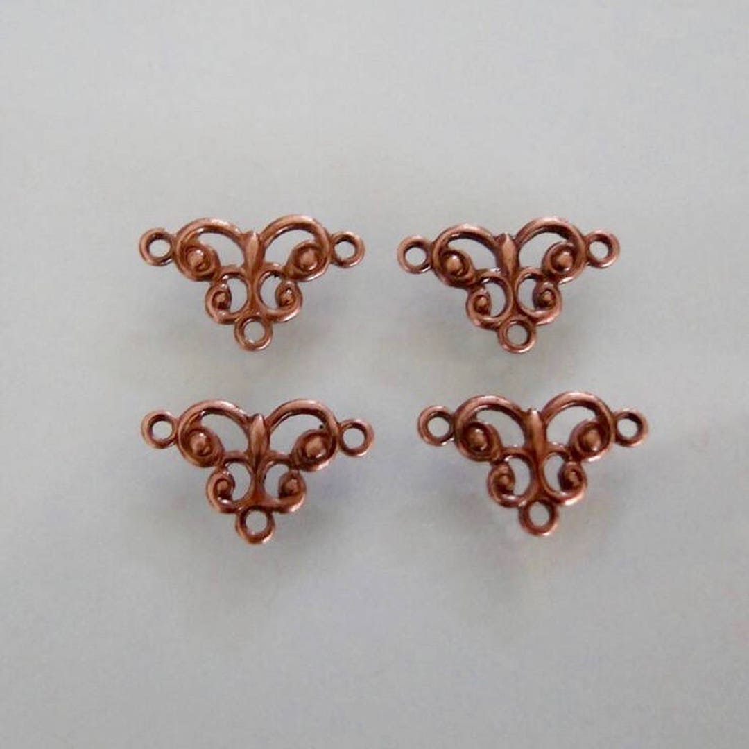 6 Antiqued Copper Tiny Filigree 3-ring Connector, 13mm, Made in USA ...
