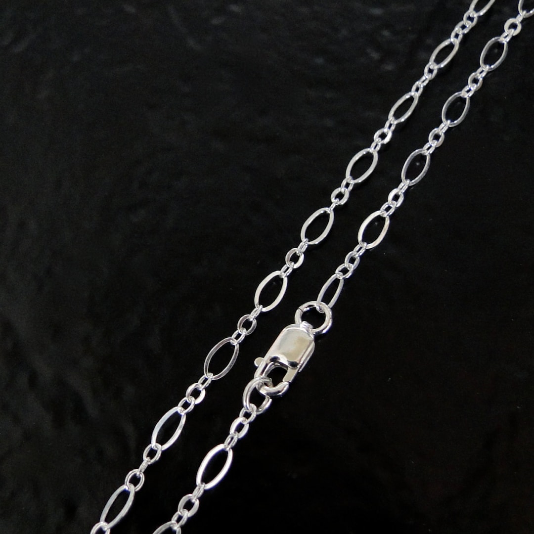 27 Inch Sterling Silver Long and Short Oval Chain Necklace With Lobster ...