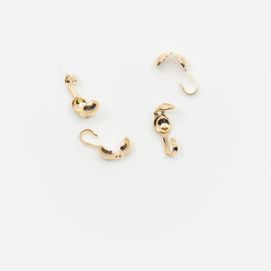 14K Gold Filled Clamshell Bead Tip .55mm Hole, Made in USA, AS98 - Etsy