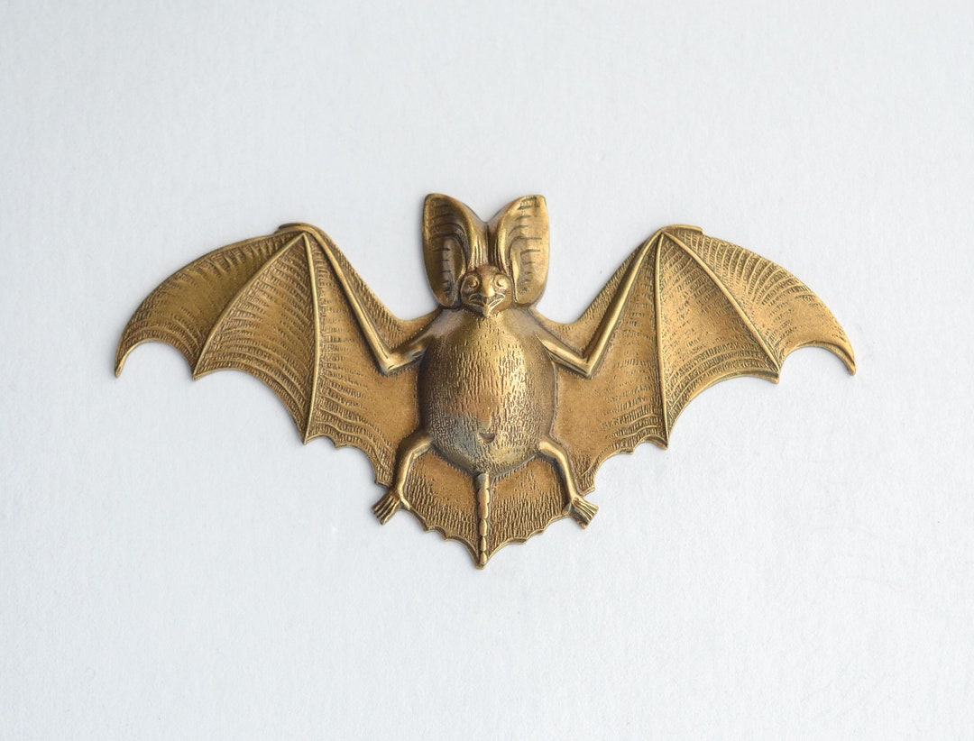 Antiqued Gold-brass Bat Charm 71mm, Made in USA, AS56 - Etsy