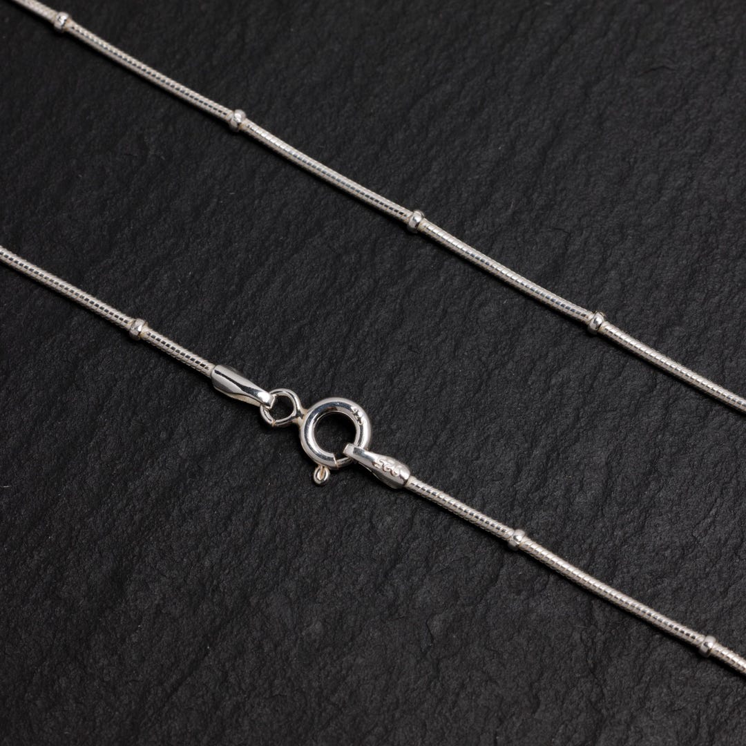 20 Inch - Sterling Silver Snake Chain With Bead 1mm Necklace - Etsy