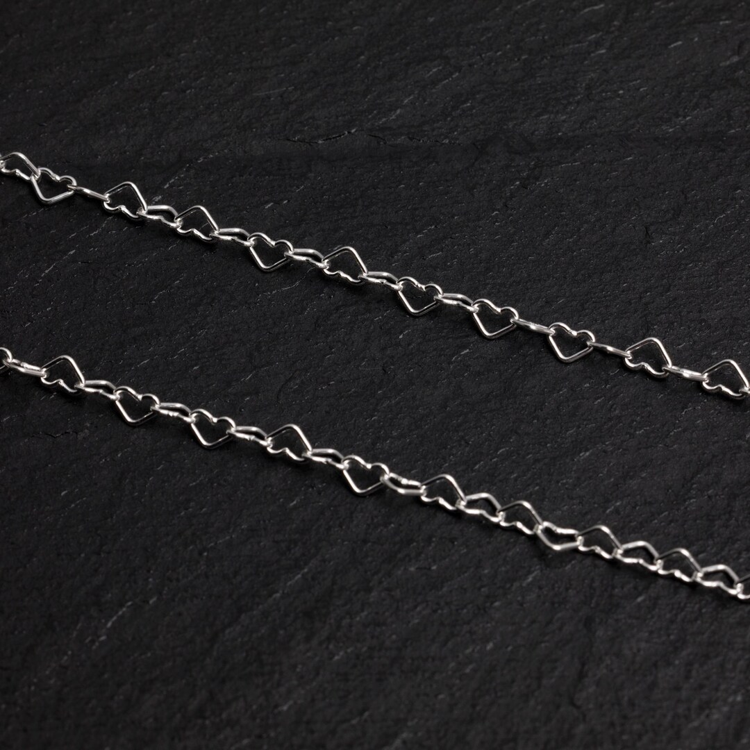 5 Feet - 925 Sterling Silver 3mm Heart Chain - Custom Lengths Available ...