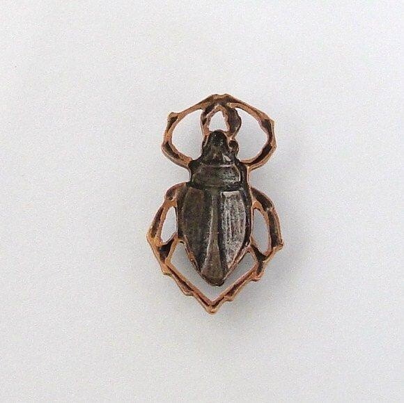 2 Antique Copper - Brass Scarab Beetle Connectors 10x17mm, Made in USA ...