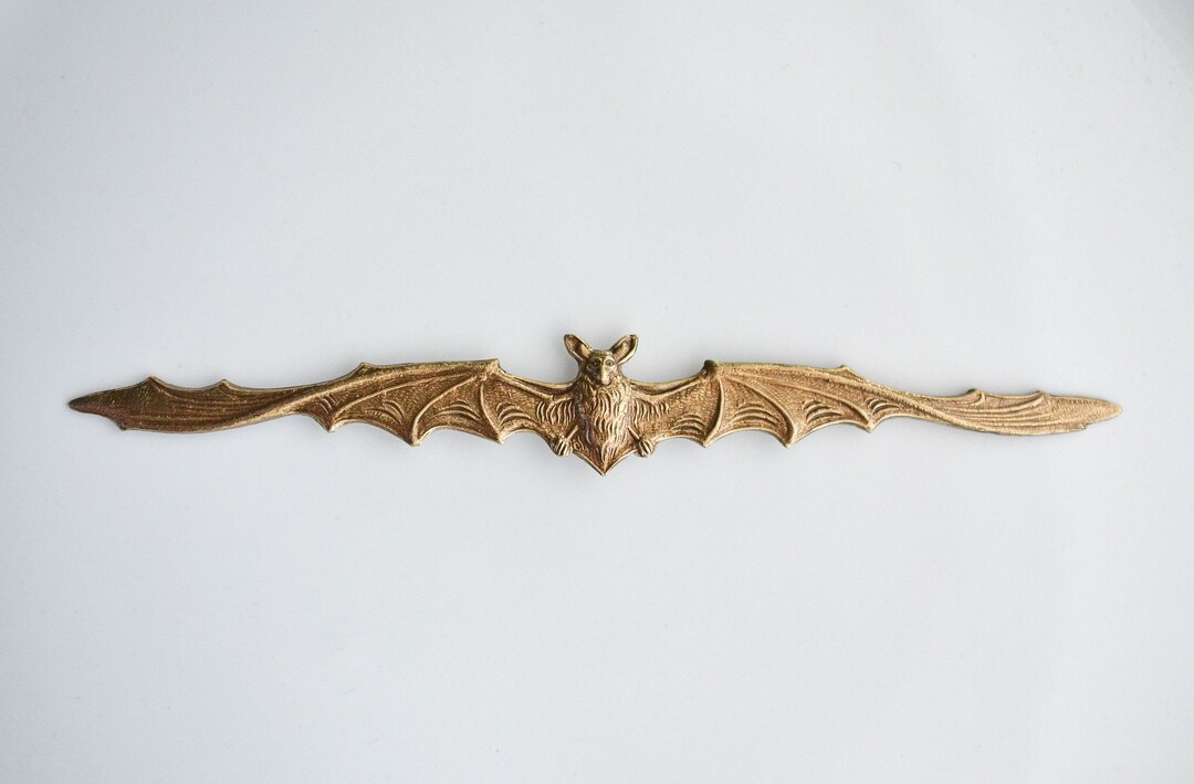 Antiqued Brass Bat in Flight Stamping 120x17mm, Made in USA, A81 - Etsy