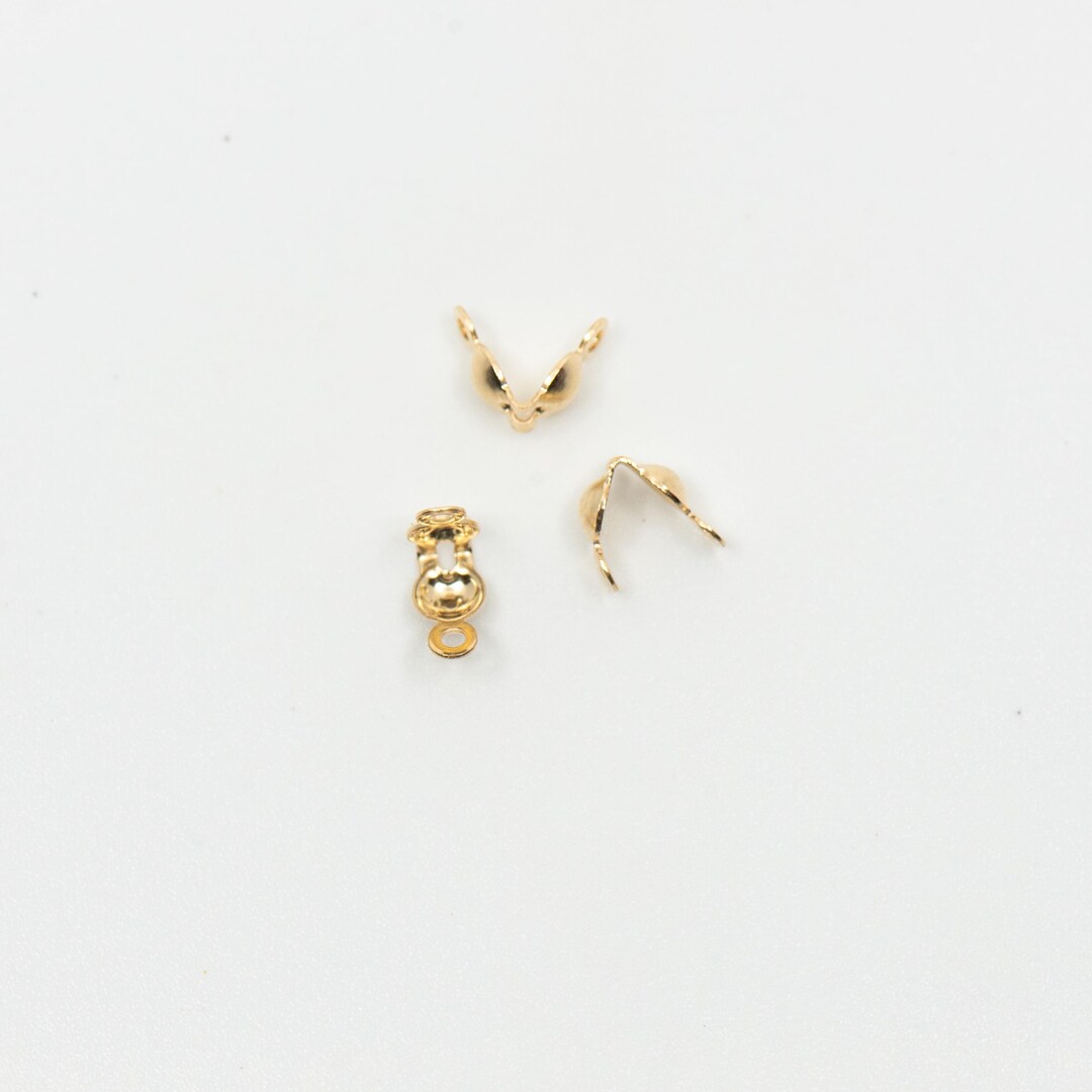 14K Gold Filled Clamshell Bead Tip W/ 2 Rings .9mm Hole, Made in USA ...