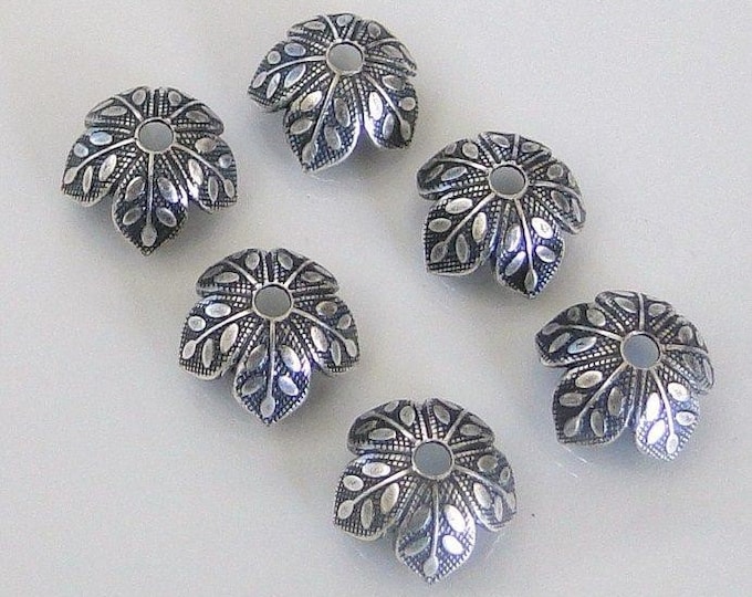 6 Antique Silver 8mm Leaf Design Bead Caps, AS37 - Etsy