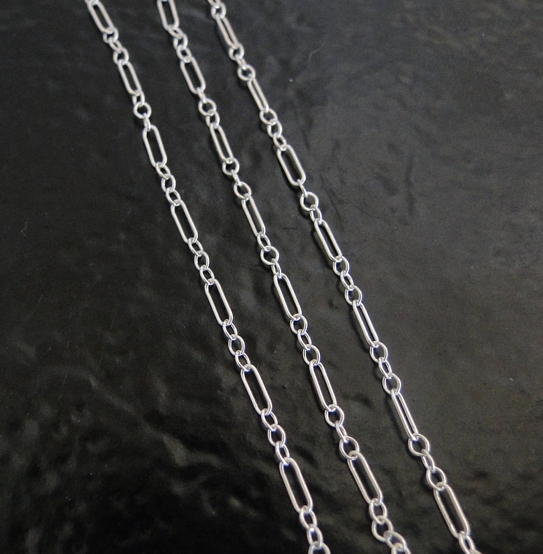 10 Feet Sterling Silver Long and Short Link Chain - USA Made, C55 - Etsy