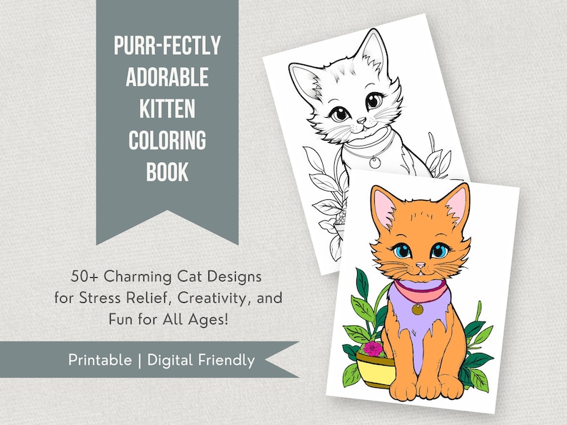 Digital Download|cat Coloring Book|kitten Coloring Page|art Therapy ...