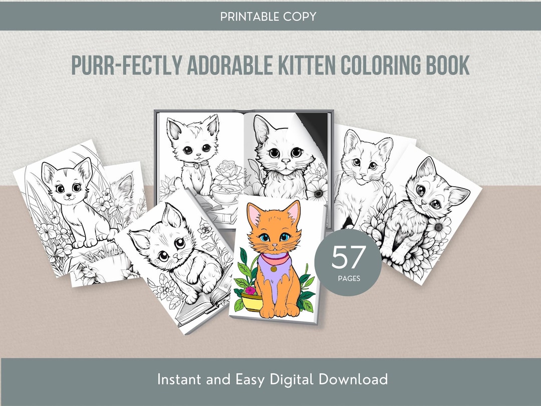 Digital Download|cat Coloring Book|kitten Coloring Page|art Therapy ...