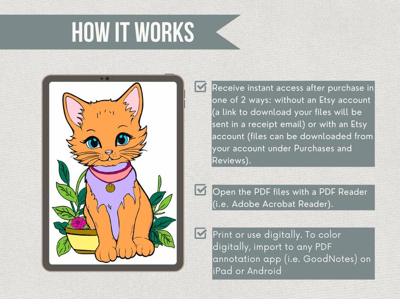 Digital Download|cat Coloring Book|kitten Coloring Page|art Therapy ...