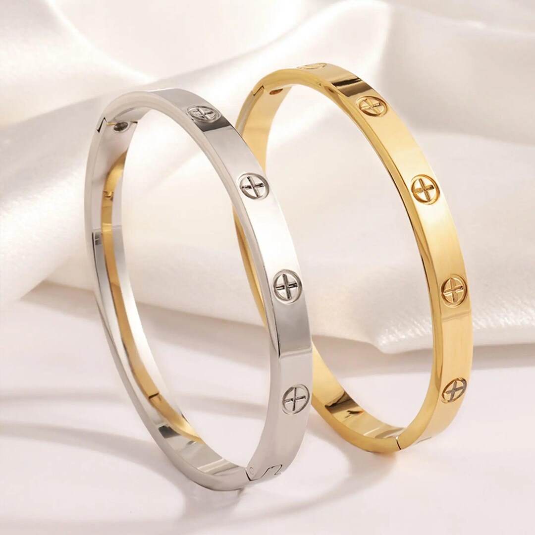 Luxurious Stainless Steel Cross Pattern Bracelet Trendy & Personalized ...