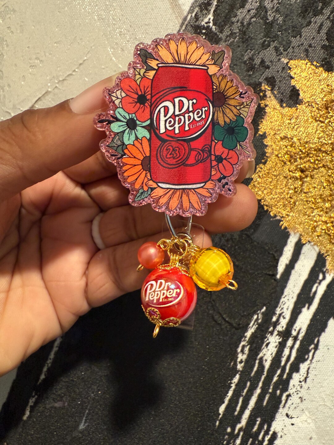 Dr Pepper Floral Badge Reel | Medical Badge Reel| Hospital Badge Reel ...