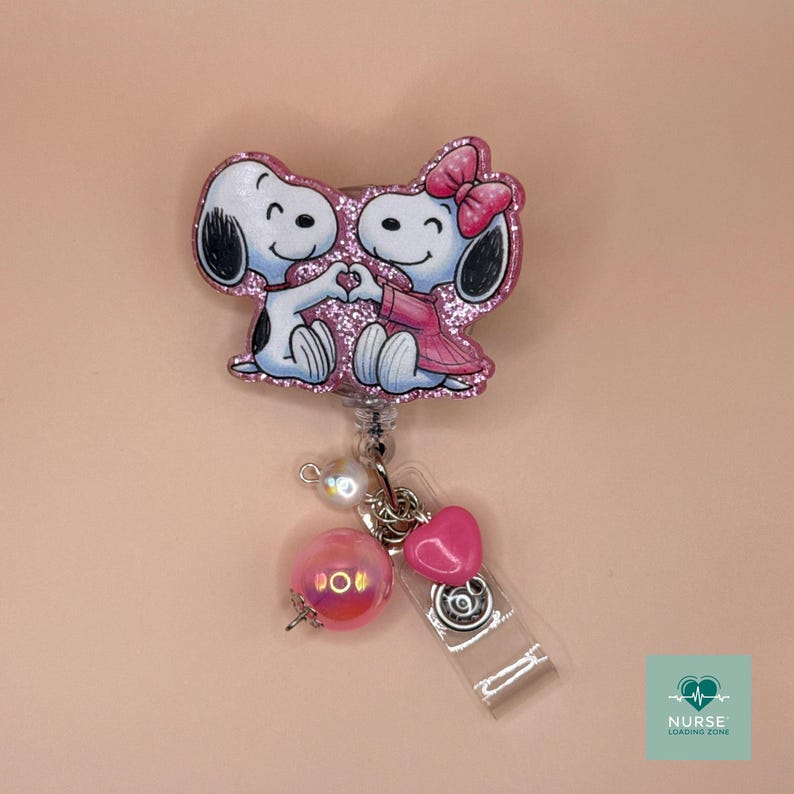 Snoopy Mr & Mrs Badge Reel Valentine Love for Peanuts Fans Cartoon ID ...