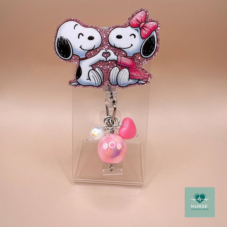 Snoopy Mr & Mrs Badge Reel Valentine Love for Peanuts Fans Cartoon ID ...