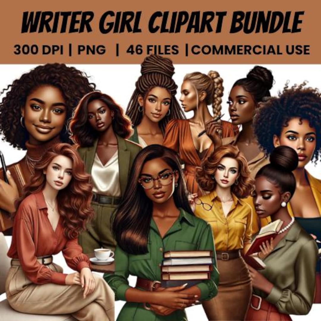 Writer Girl Autumn Clipart Bundle | 46 PNG Writer Aesthetic | Cozy ...