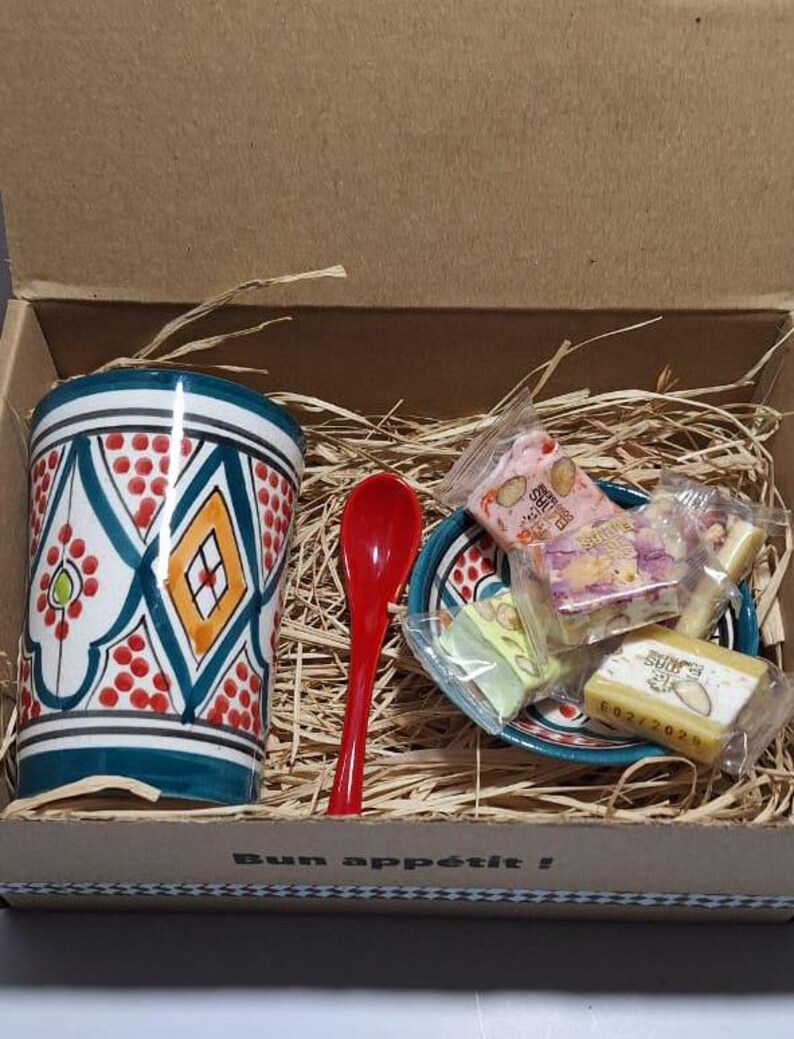 Moroccan Gift Set: Hand-painted Ceramic Cup, ,herbal Coffee, Gift ...