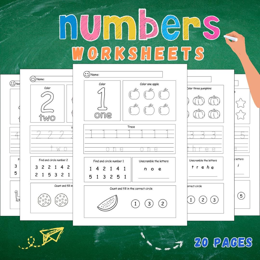 Numbers Fun Pack: Find, Trace, Write and Color - Etsy