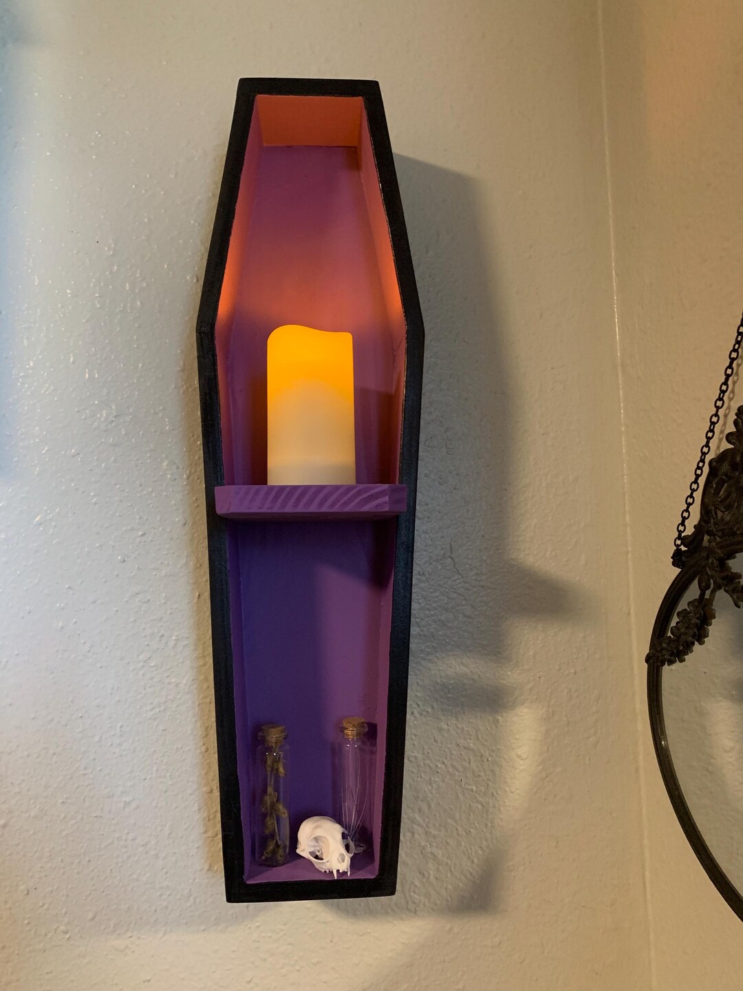 Coffin Candle Sconce, Coffin Shelf, Gem Holder - Etsy