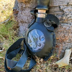 Leather Wrapped Etched Glass Flask With - Etsy