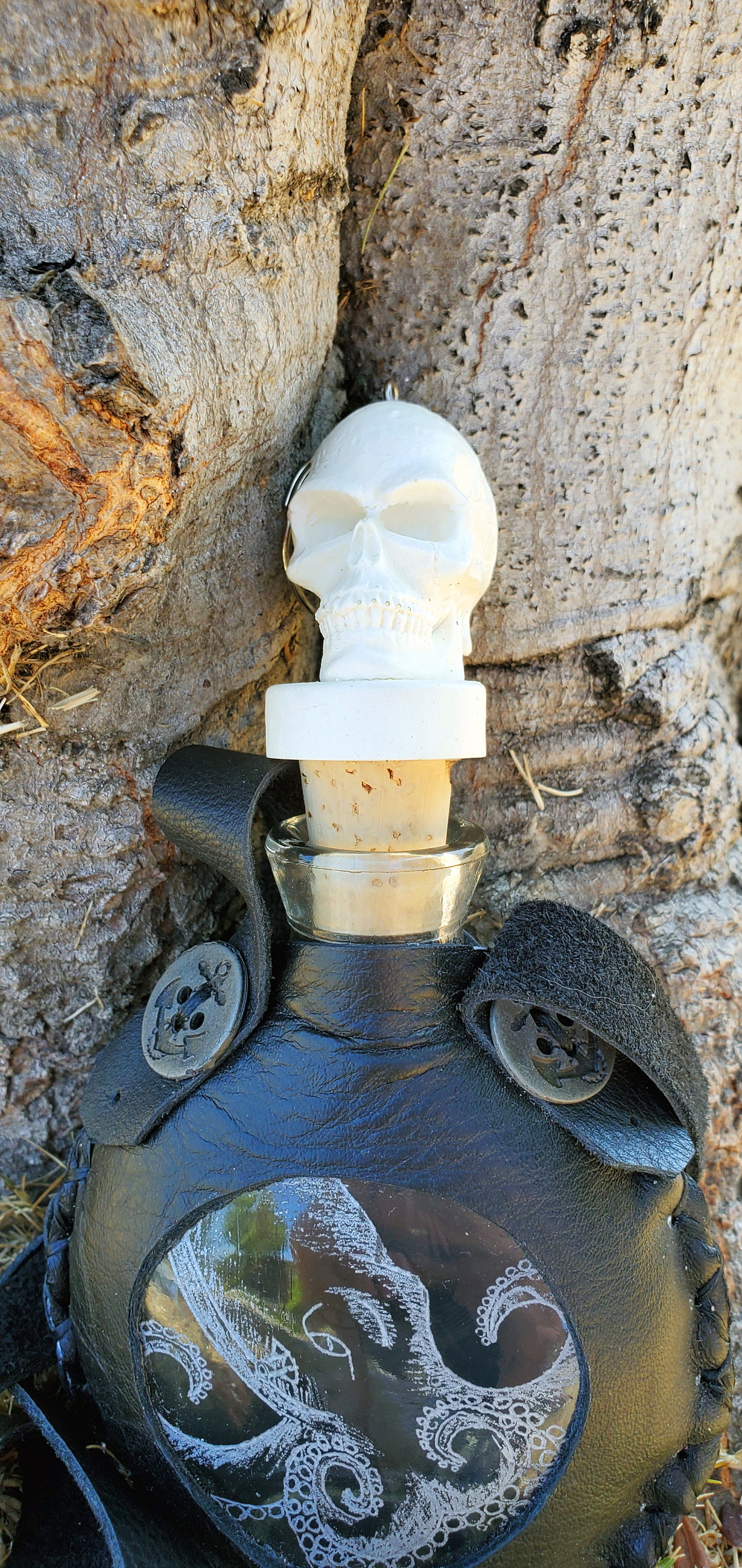 Leather Wrapped Etched Glass Flask With - Etsy