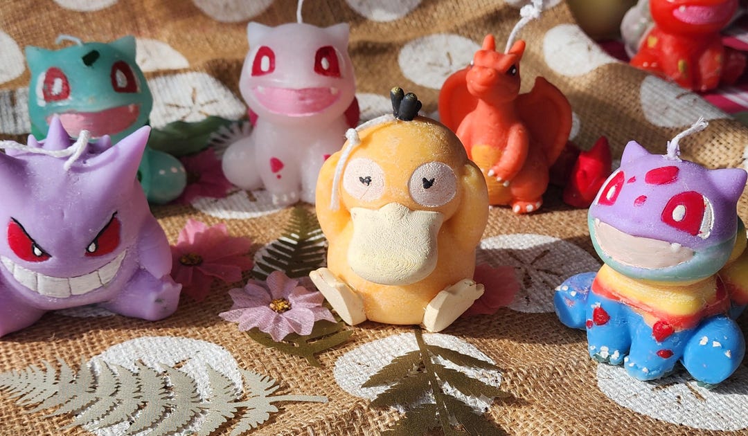 Soy Wax Psyduck Hand Poured Candle, Pokemon Candles, Pokemin Gifts ...