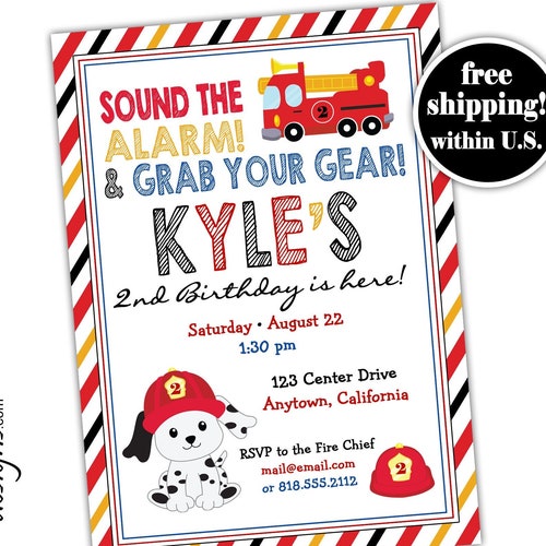 Firefighter Invitation EDITABLE Fire Fighter Birthday Party - Etsy