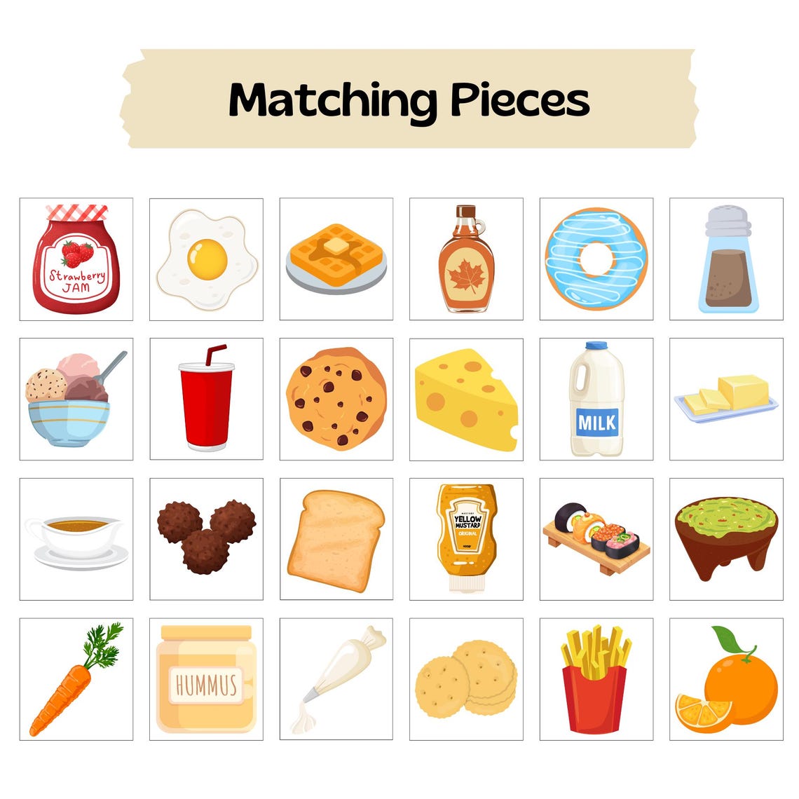Food Pairing Cards: Matching Game Activity (digital Download) - Etsy