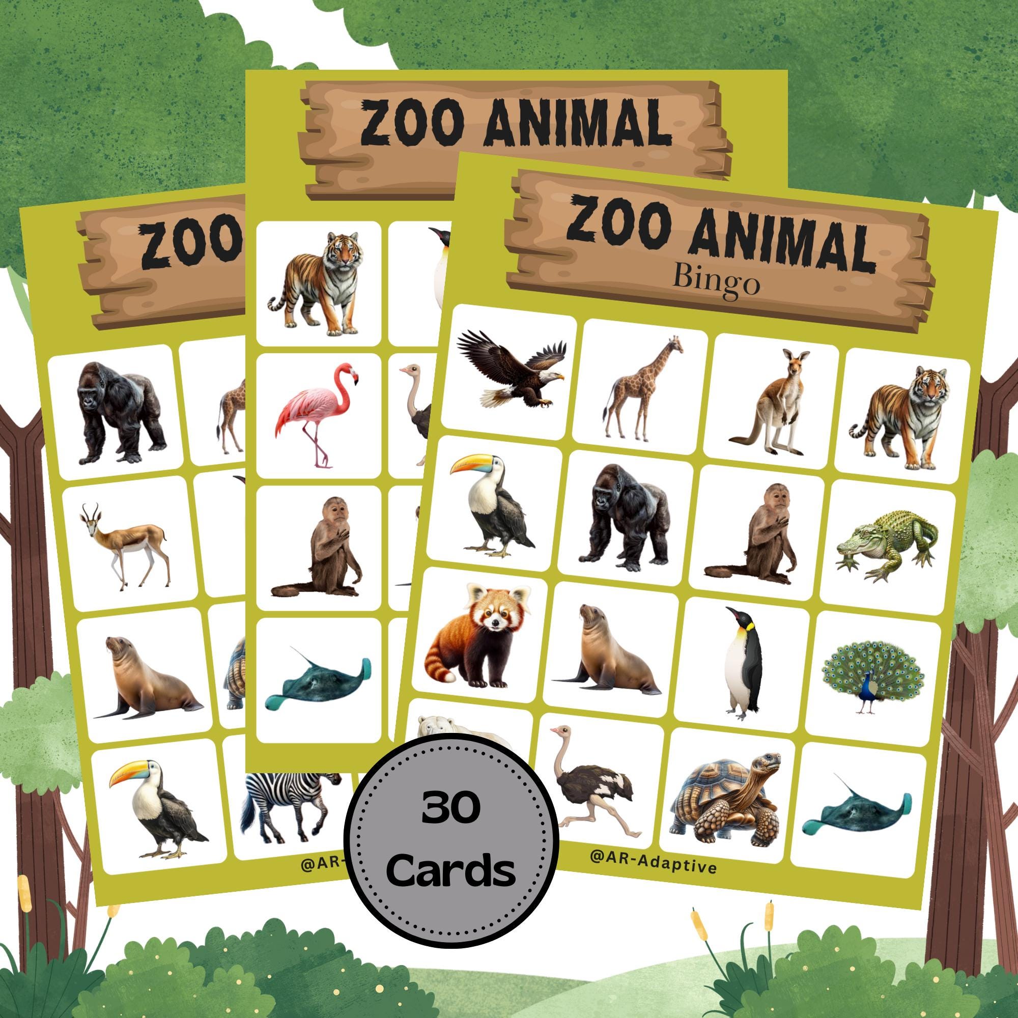 Zoo Animal Bingo Game, Zoo Animal Classroom Activity, Inclusive Zoo ...