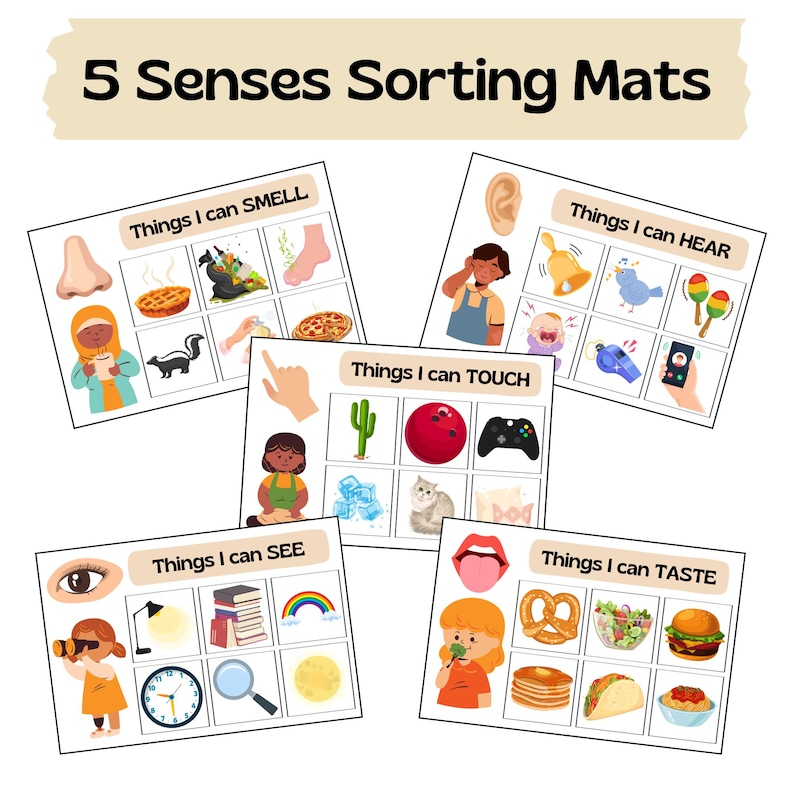 5 Senses Sorting Mats: Inclusive Learning Activity (PDF Pattern) - Etsy