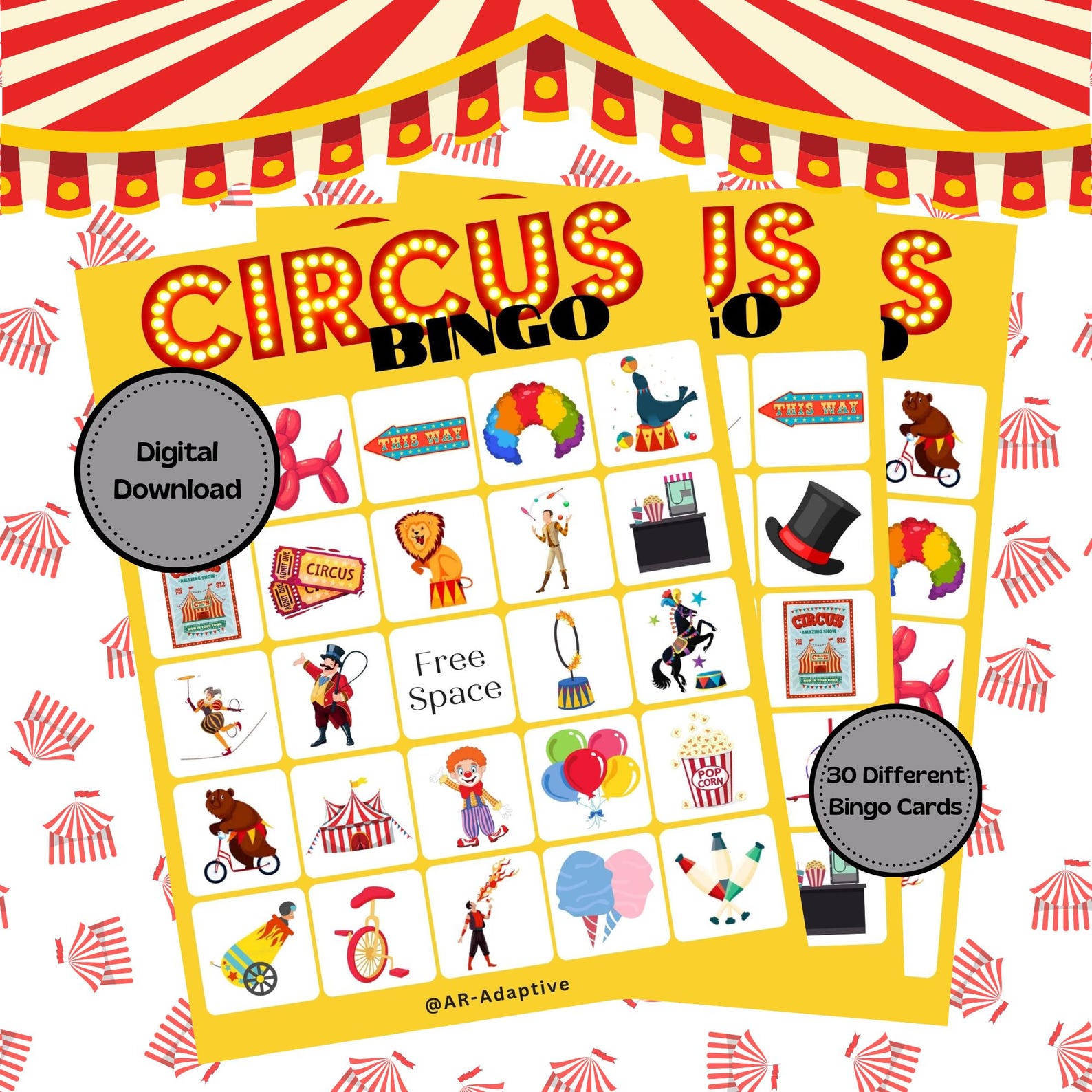 Circus Bingo Game, Circus Classroom Activity, Inclusive Bingo, 30 ...