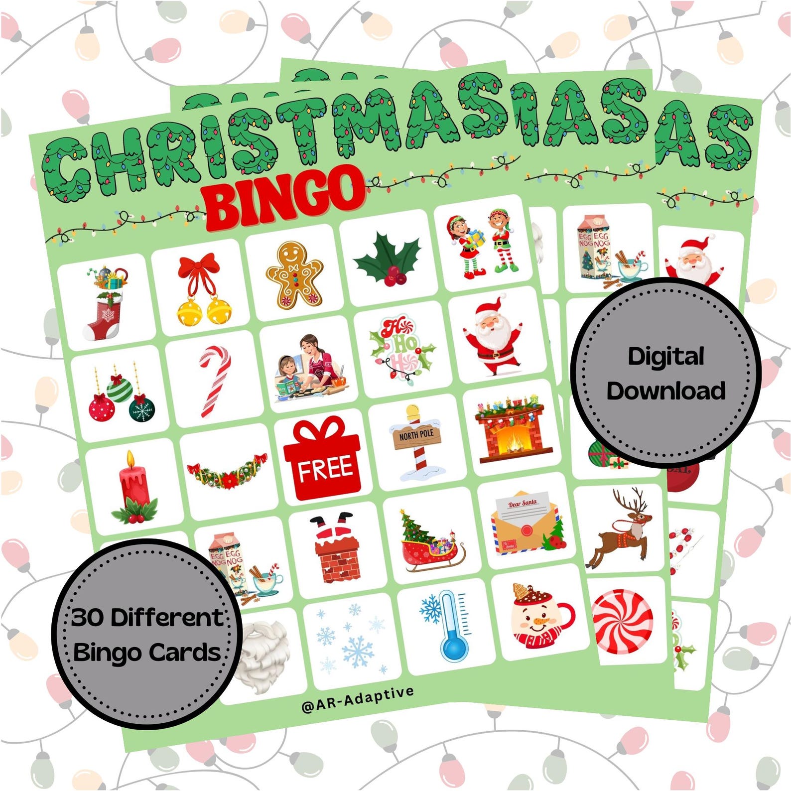 30 Unique Christmas Bingo Cards, Christmas Classroom Activity ...