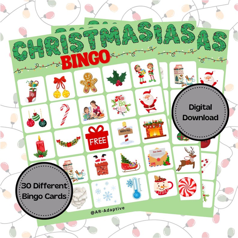 30 Unique Christmas Bingo Cards, Christmas Classroom Activity ...