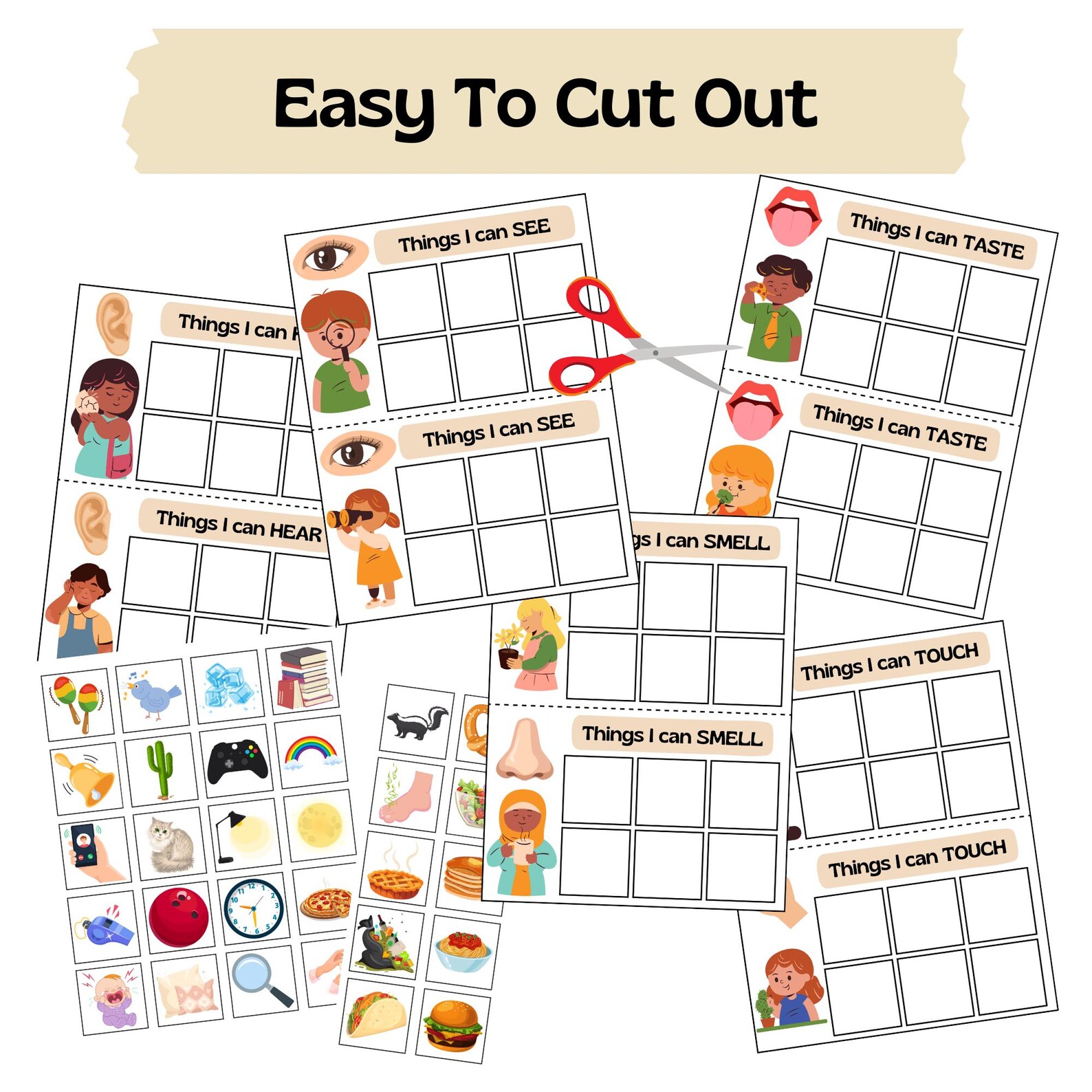 5 Senses Sorting Mats: Inclusive Learning Activity (PDF Pattern) - Etsy ...