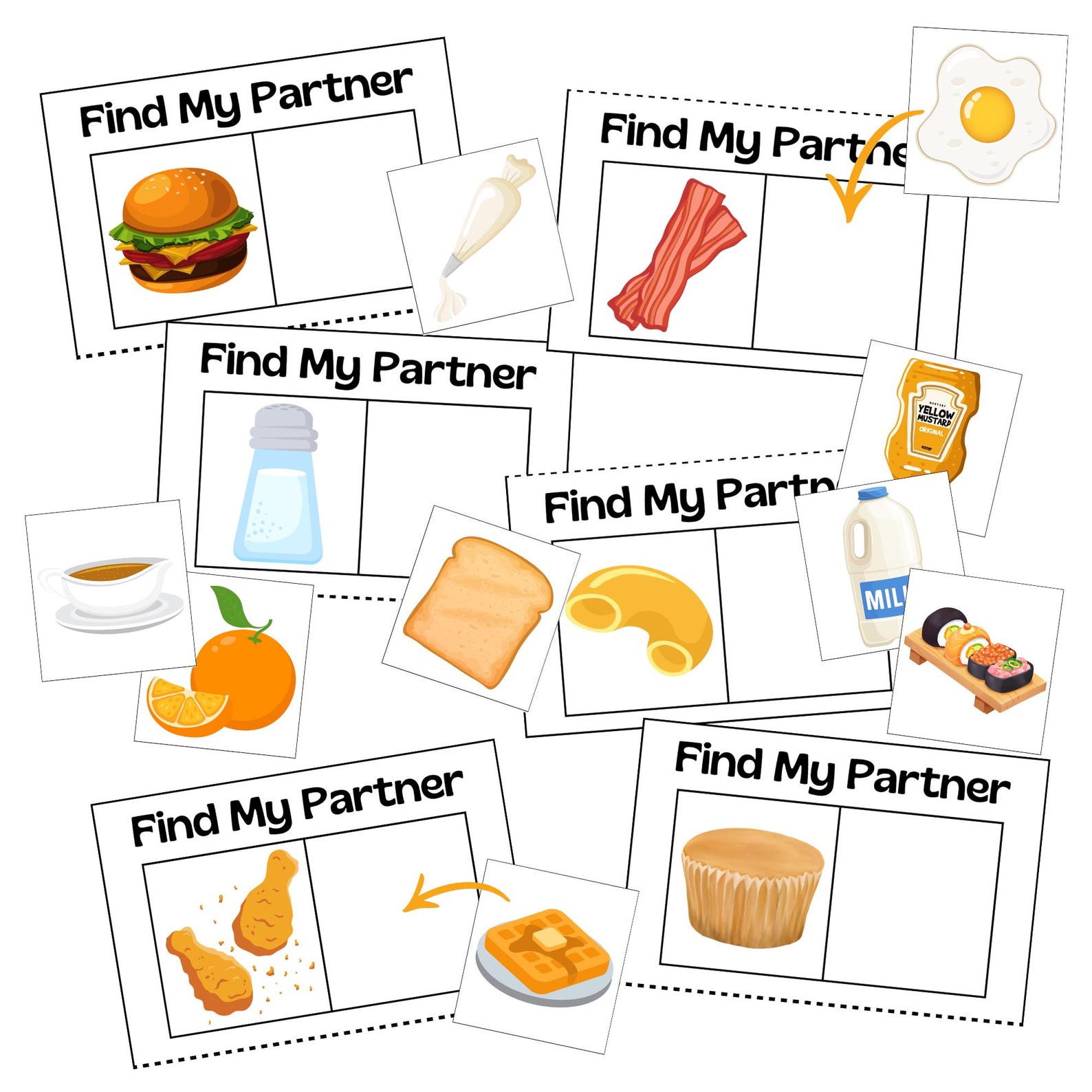 Food Pairing Cards: Matching Game Activity (digital Download) - Etsy