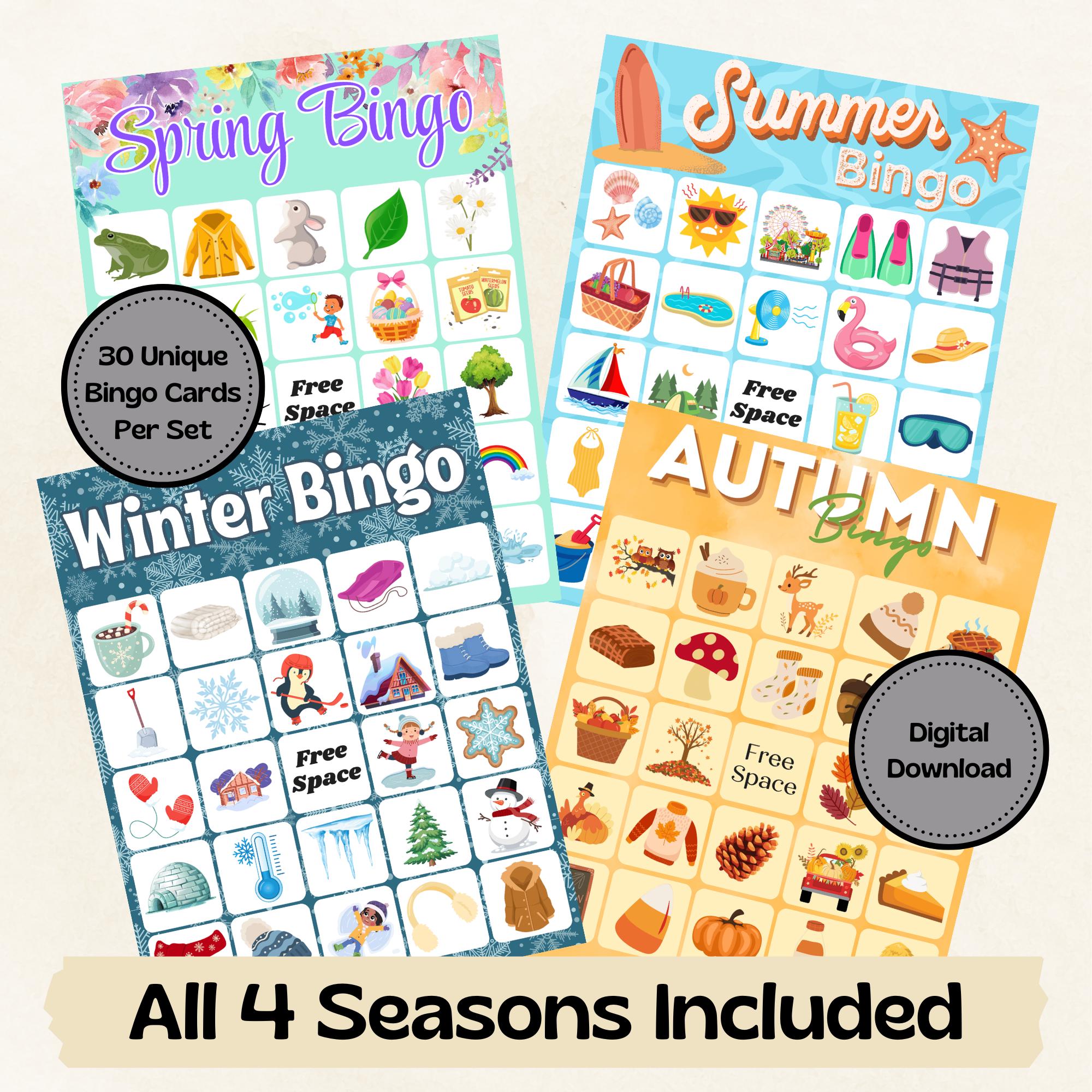 Seasons Bingo Game, All Seasons Classroom Activity, Inclusive Bingo, 30 ...