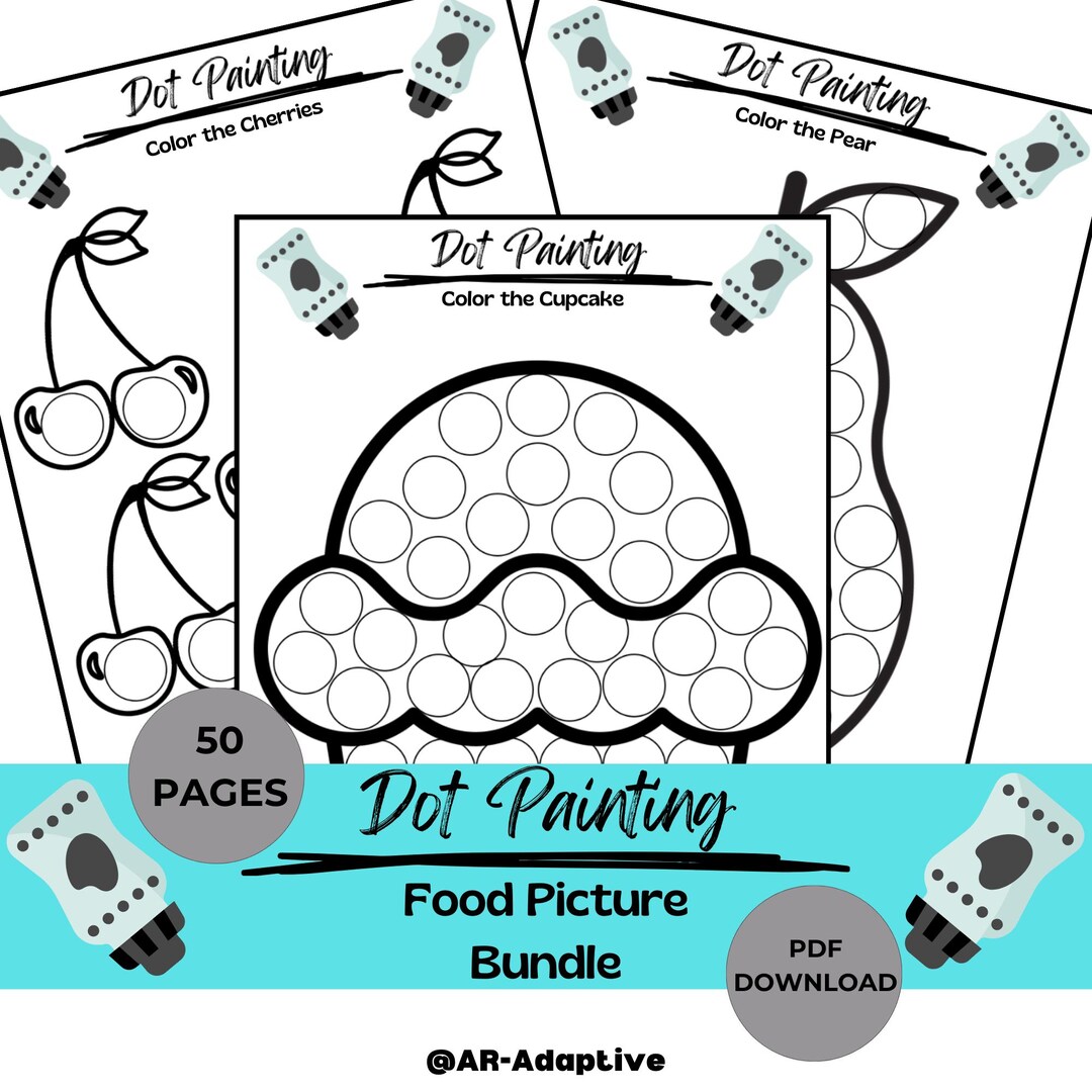 50 Food-themed Dot Marker Activity Pages, Food Dot Markers, Dot Marker ...