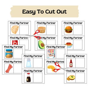 Food Pairing Cards: Matching Game Activity (digital Download) - Etsy
