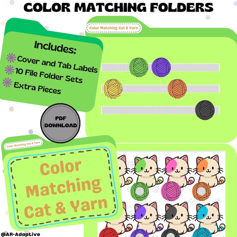 Color Matching File Folder Games: Autism & Special Education (digital ...