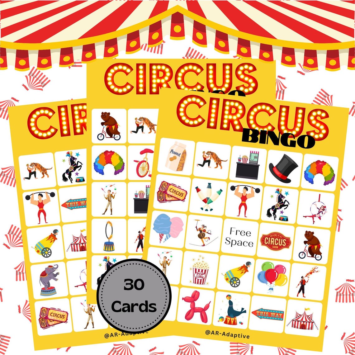 Circus Bingo Game, Circus Classroom Activity, Inclusive Bingo, 30 ...